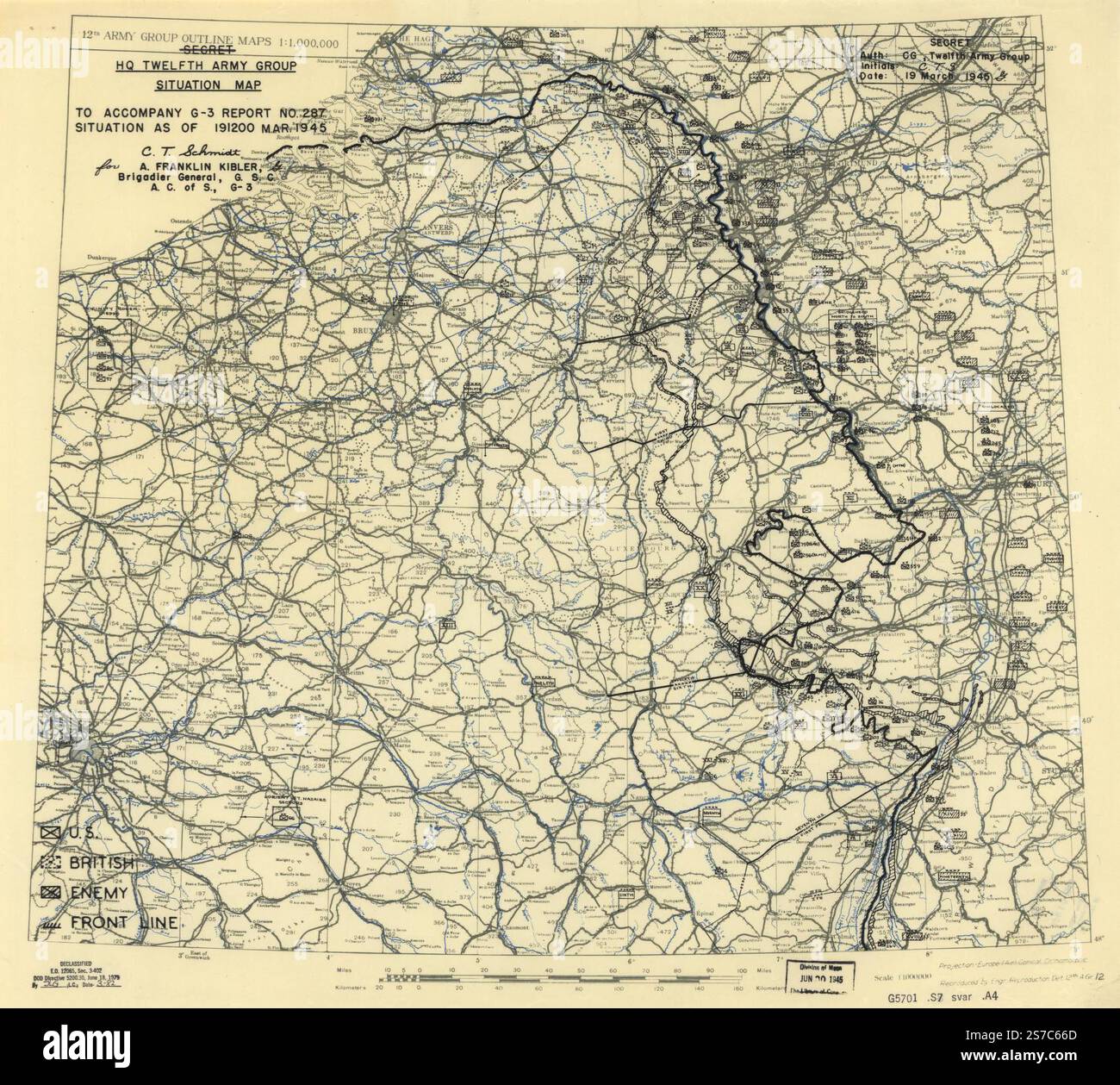 [March 19, 1945], HQ Twelfth Army Group situation map. 1945 by Allied ...