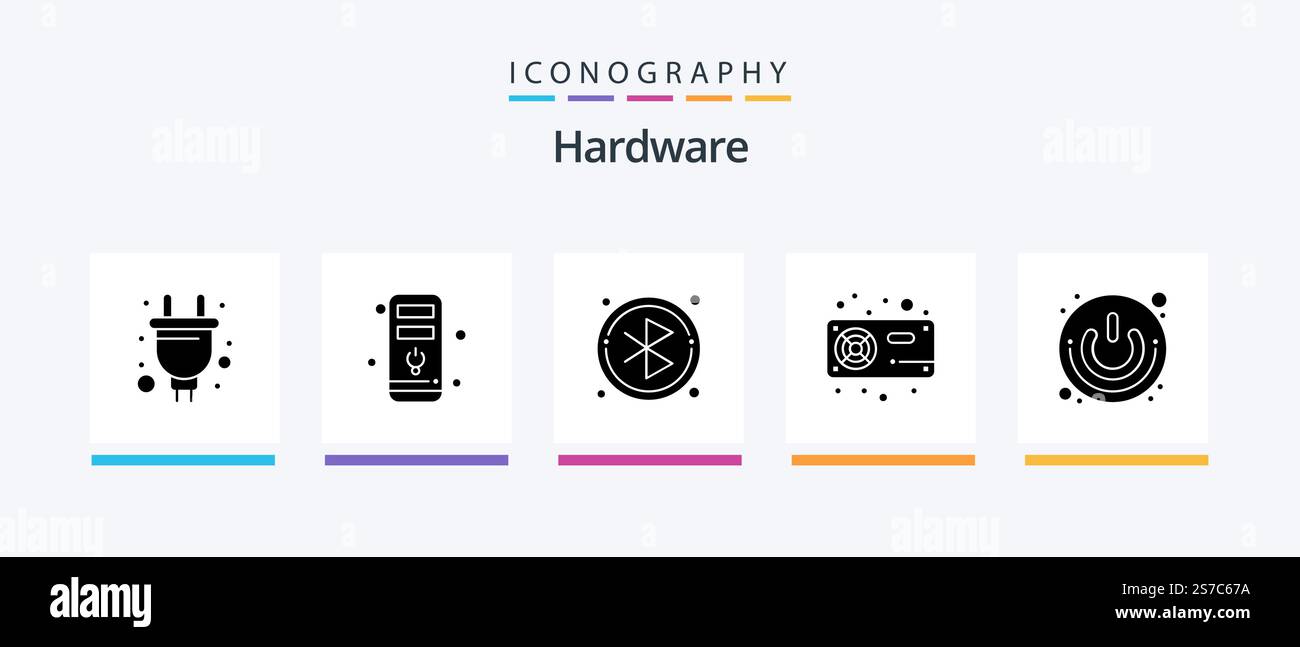 Hardware Glyph 5 Icon Pack Including power button. on off. circle. vga ...
