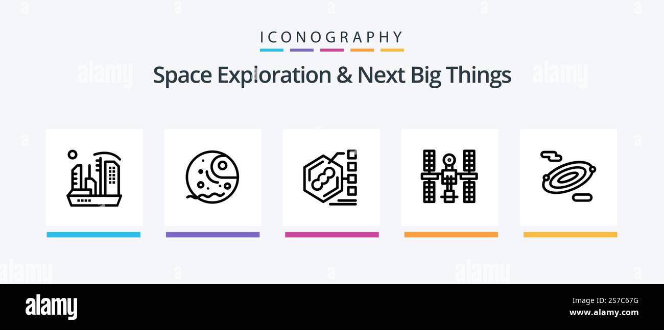 Space Exploration And Next Big Things Line 5 Icon Pack Including ...