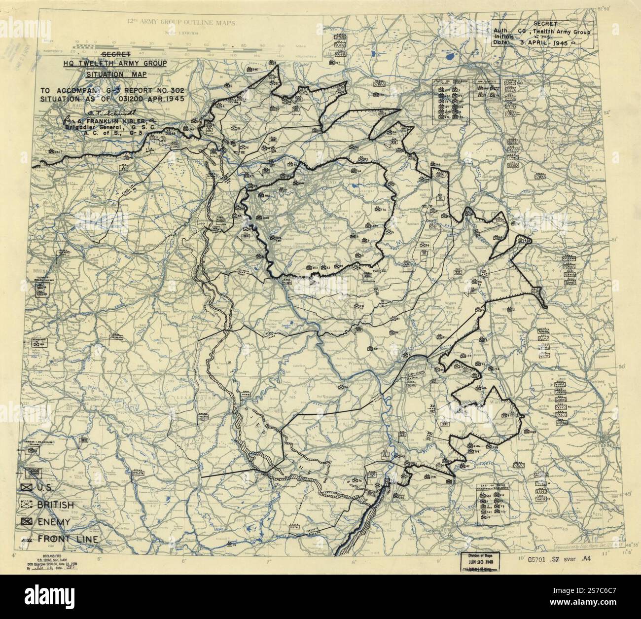 [April 3, 1945], HQ Twelfth Army Group situation map. 1945 by Allied ...