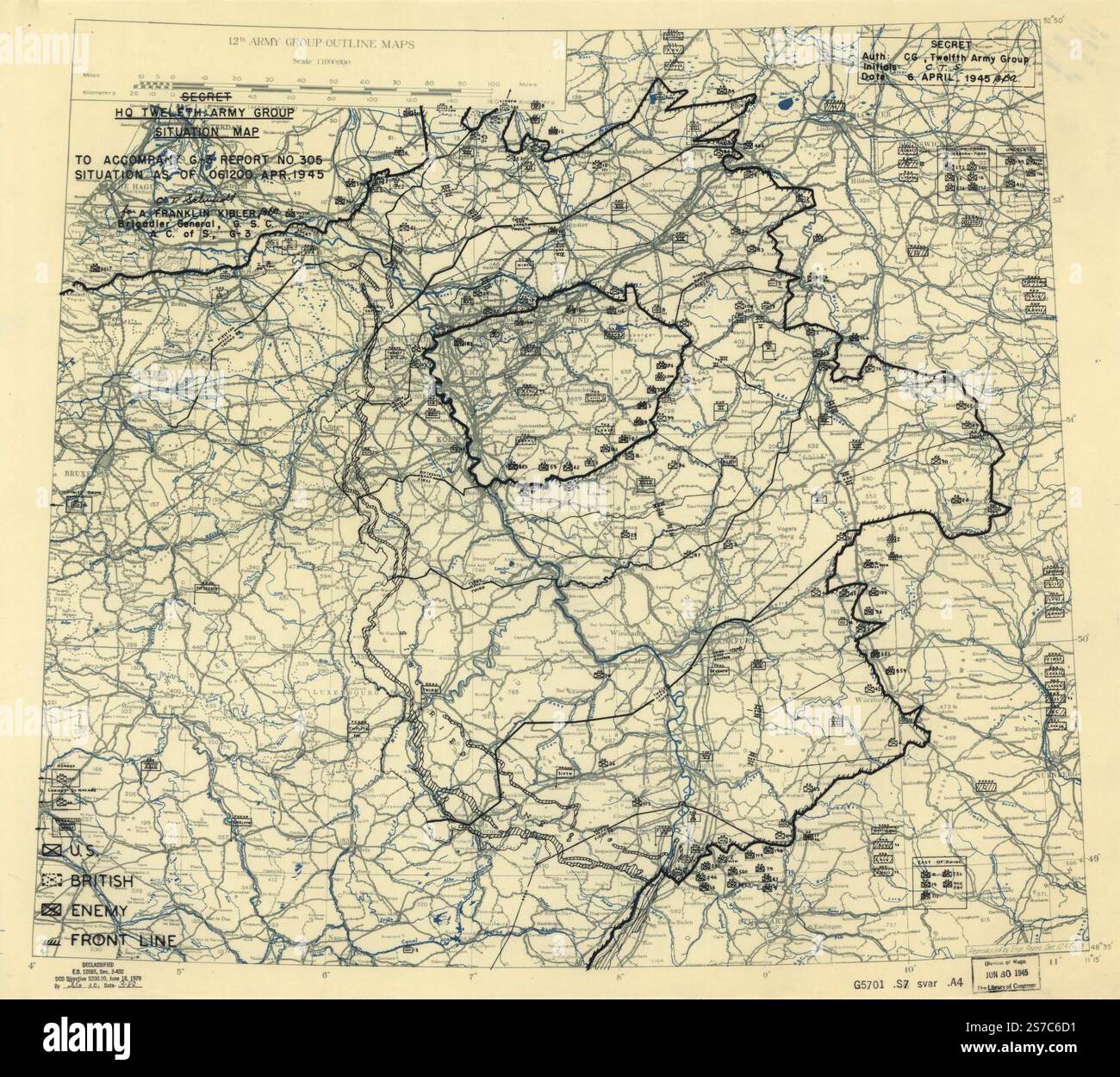 [April 6, 1945], HQ Twelfth Army Group situation map. 1945 by Allied ...