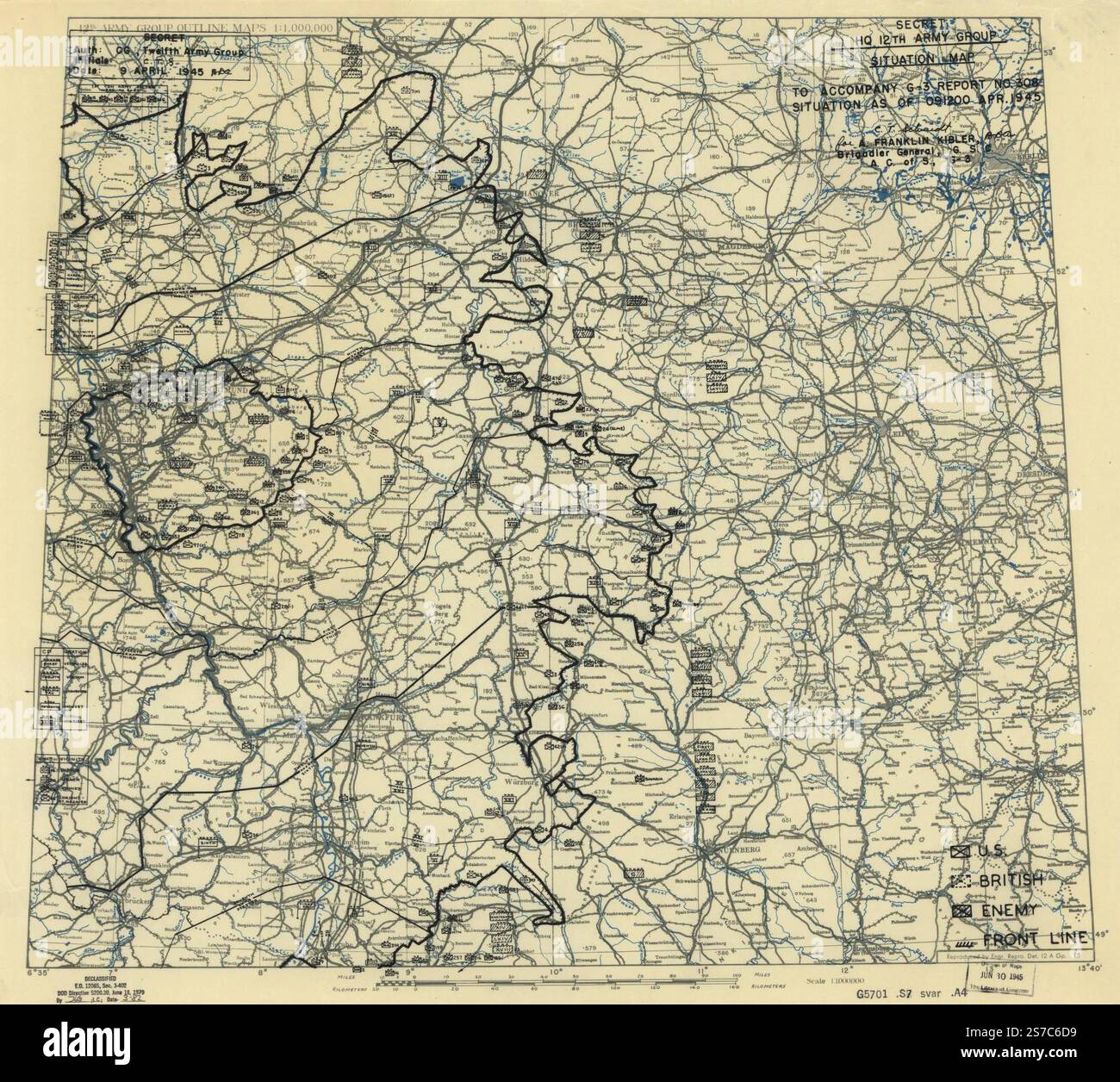 [April 9, 1945], HQ Twelfth Army Group situation map. 1945 by Allied ...