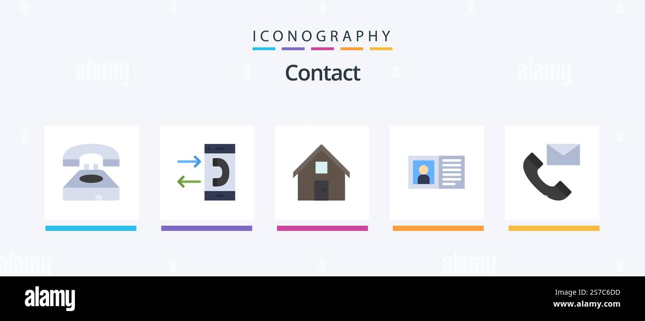 Contact Flat 5 Icon Pack Including contact us. communication ...