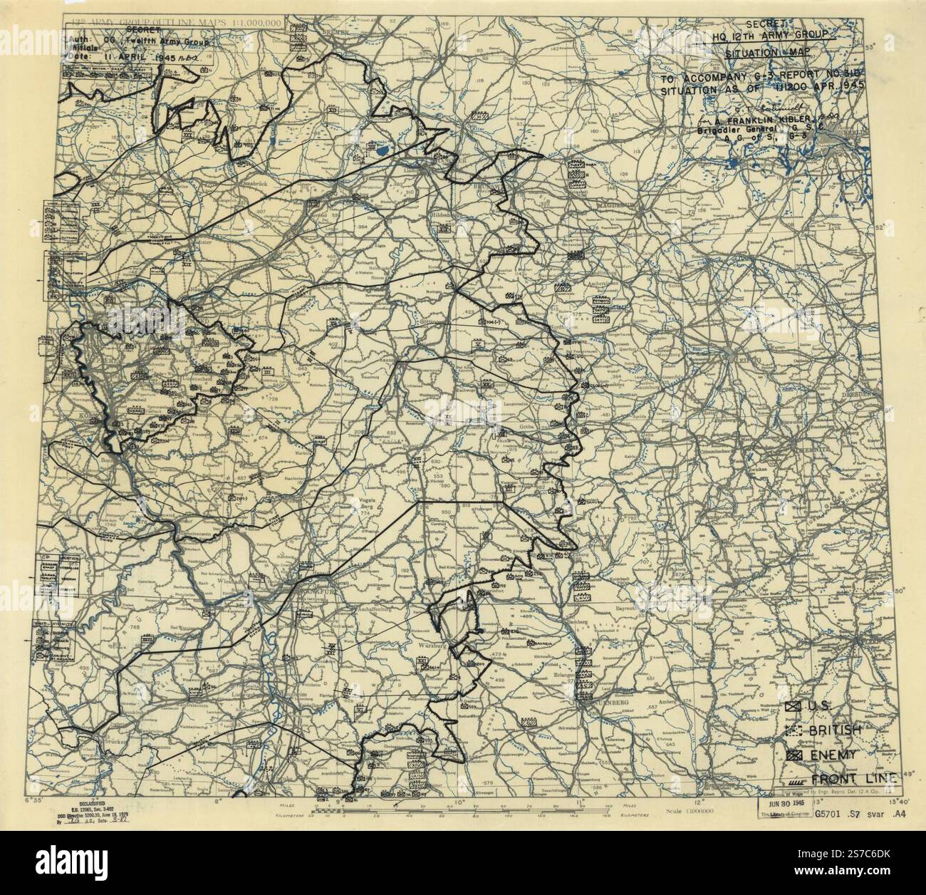 [April 11, 1945], HQ Twelfth Army Group situation map. 1945 by Allied ...