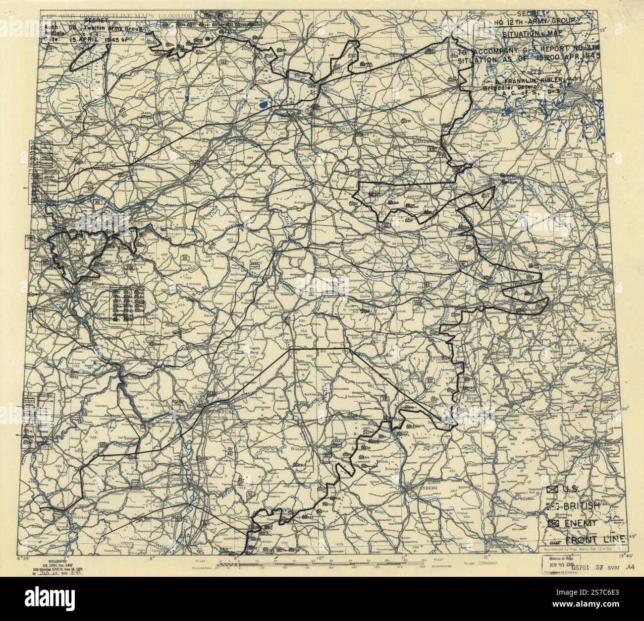 [April 15, 1945], HQ Twelfth Army Group situation map. 1945 by Allied ...