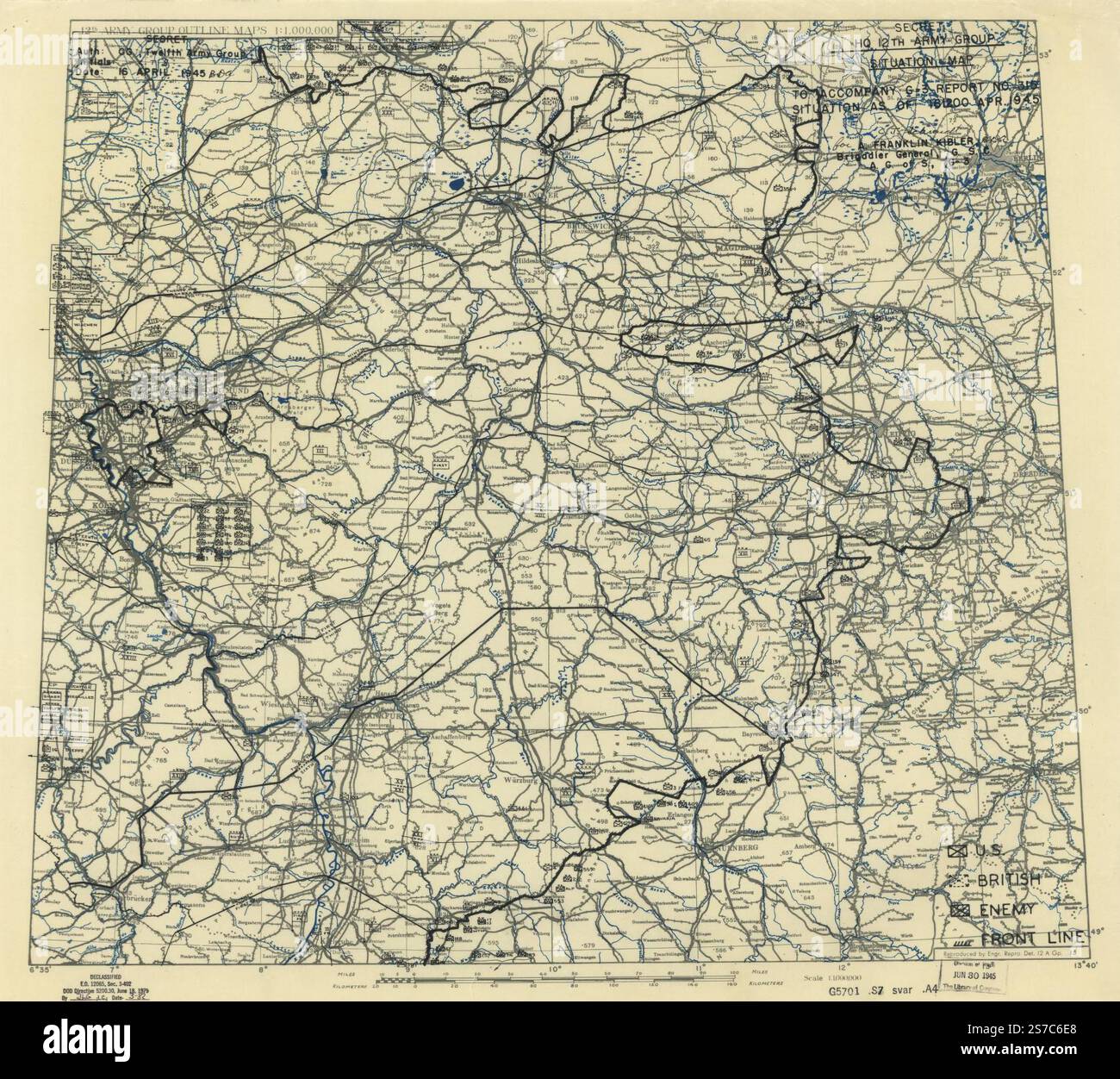 [April 16, 1945], HQ Twelfth Army Group situation map. 1945 by Allied ...