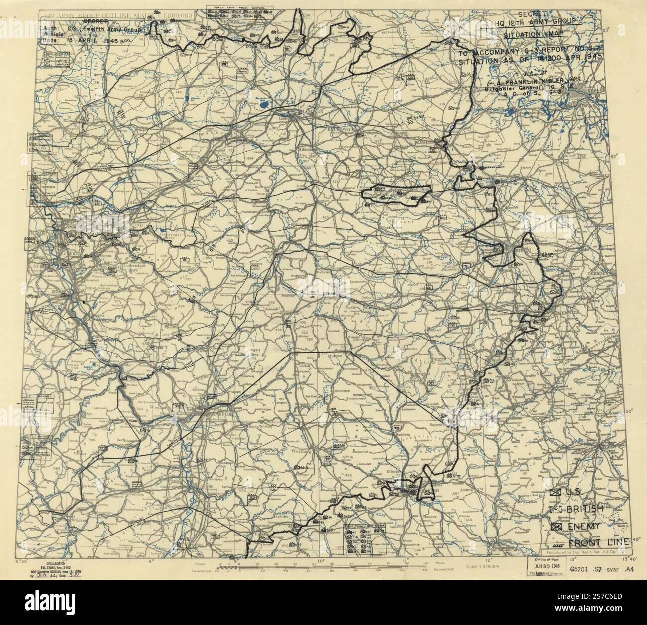 [April 18, 1945], HQ Twelfth Army Group situation map. 1945 by Allied ...