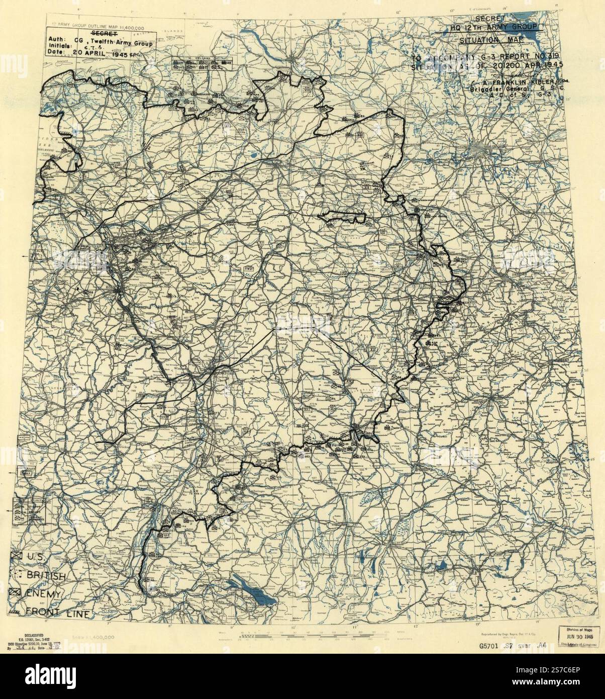 [April 20, 1945], HQ Twelfth Army Group situation map. 1945 by Allied ...