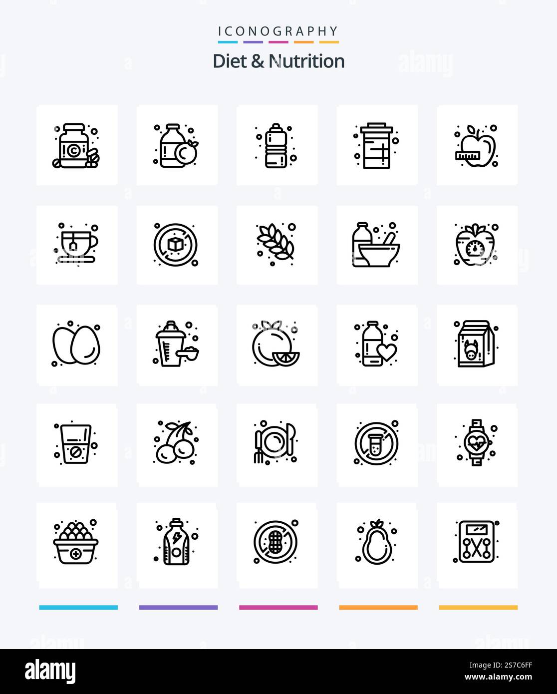 Creative Diet And Nutrition 25 OutLine icon pack Such As diet. water ...