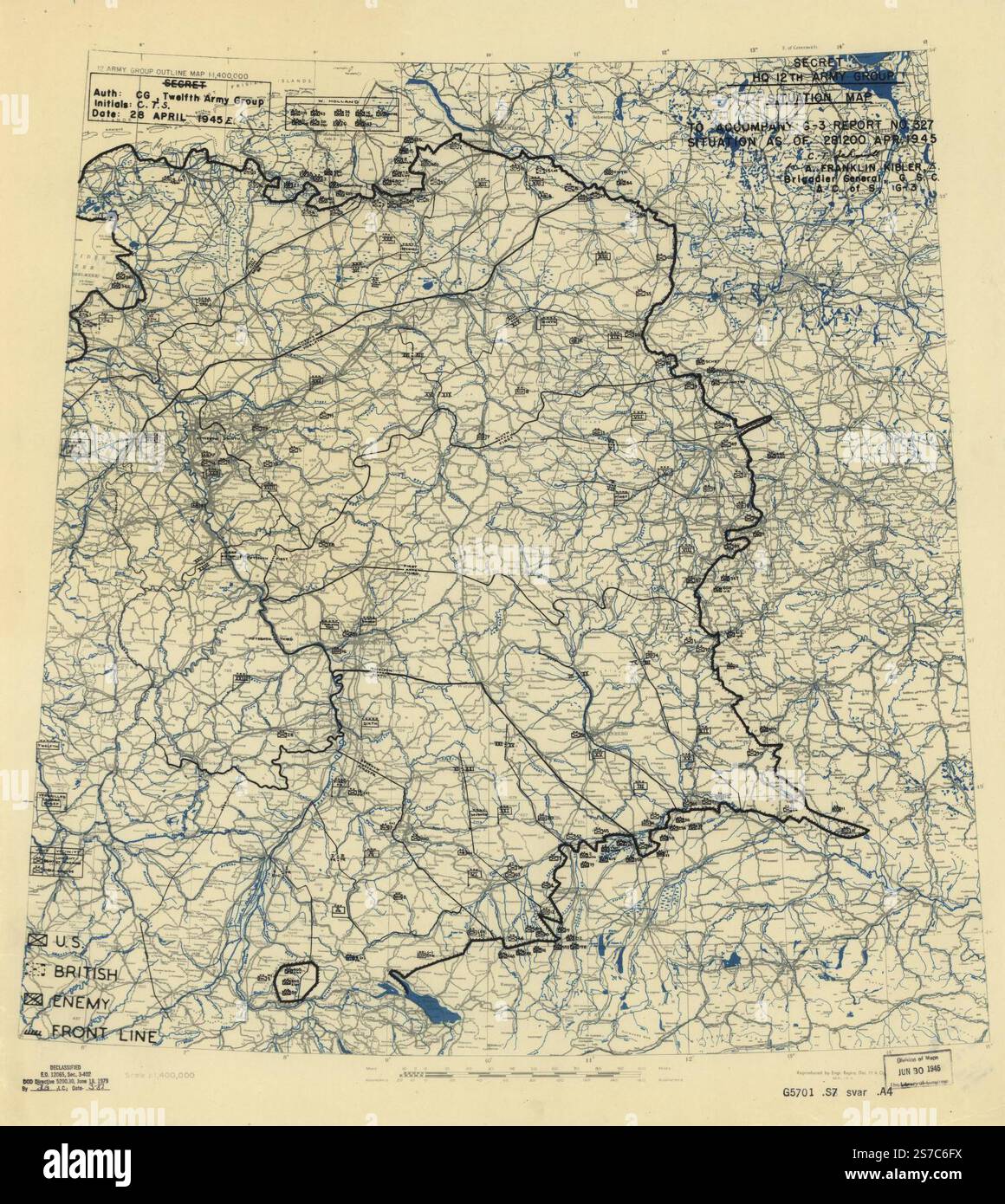 [April 28, 1945], HQ Twelfth Army Group situation map. 1945 by Allied ...