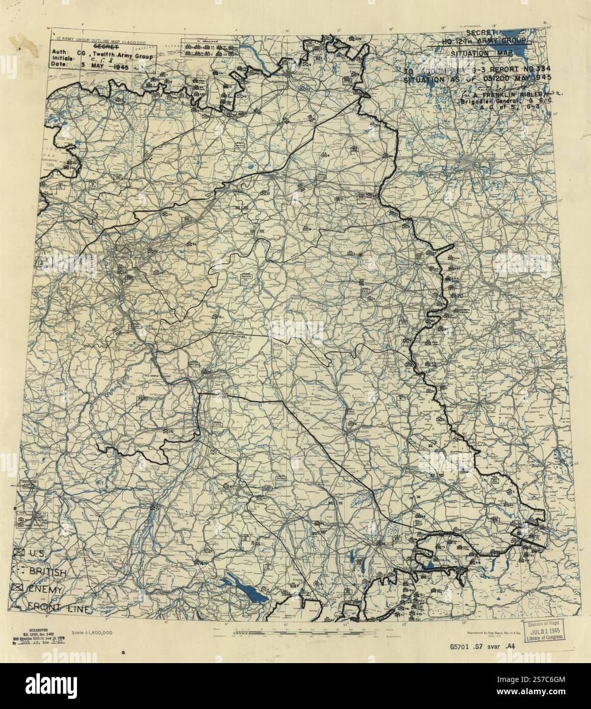 [May 5, 1945], HQ Twelfth Army Group situation map. 1945 by Allied ...