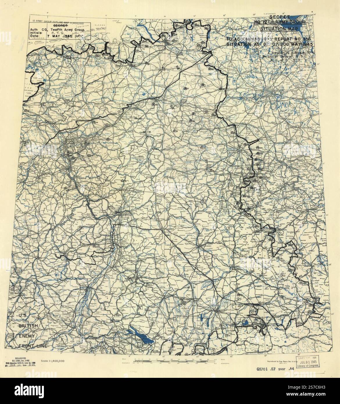 [May 7, 1945], HQ Twelfth Army Group situation map. 1945 by Allied ...