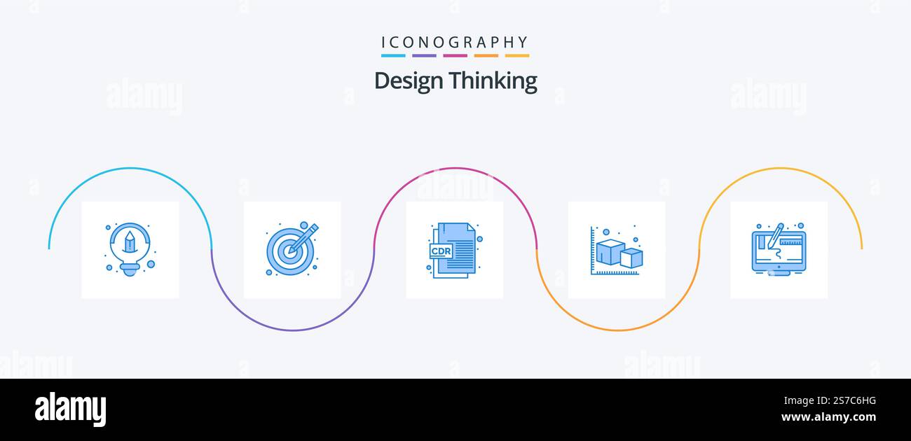 Design Thinking Blue 5 Icon Pack Including design. object. cdr format ...