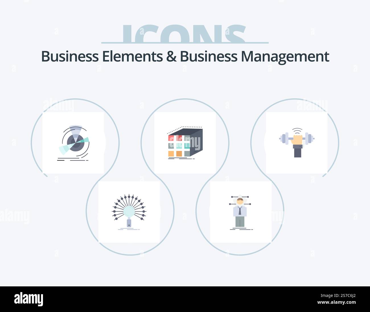 Business Elements And Business Managment Flat Icon Pack 5 Icon Design ...