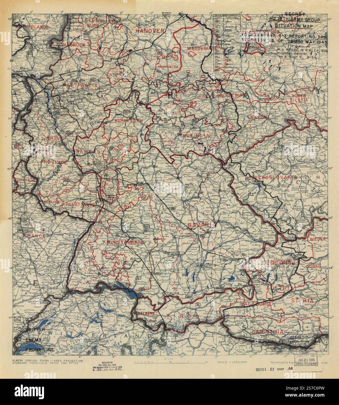 [May 20, 1945], HQ Twelfth Army Group situation map. 1945 by Allied ...