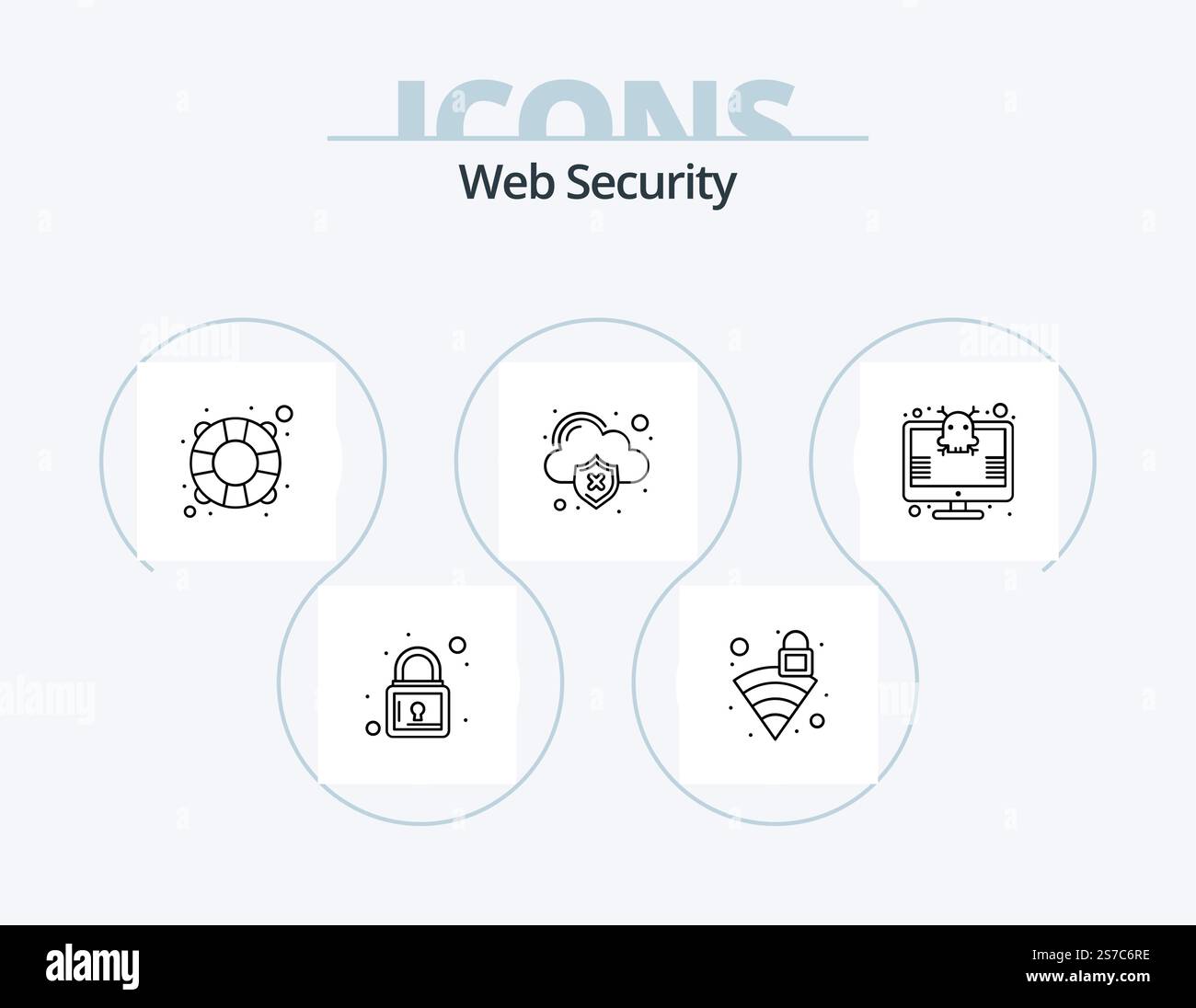 Web Security Line Icon Pack 5 Icon Design. fire. data. bomb. wifi ...