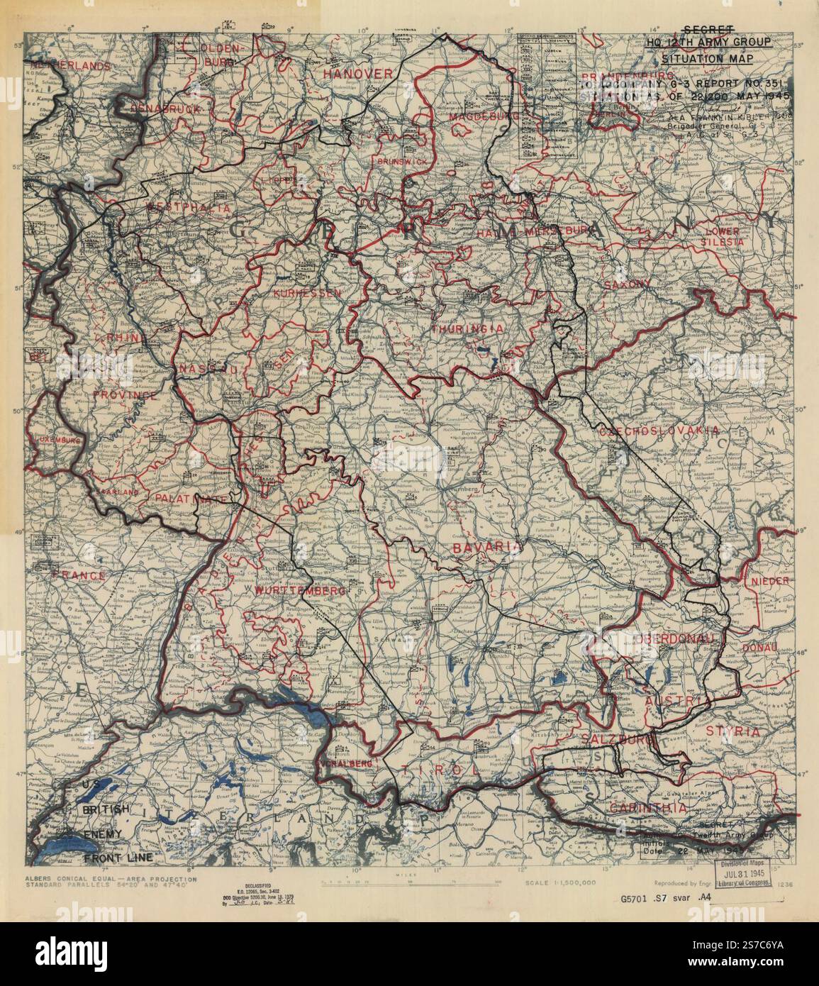 [May 22, 1945], HQ Twelfth Army Group situation map. 1945 by Allied ...