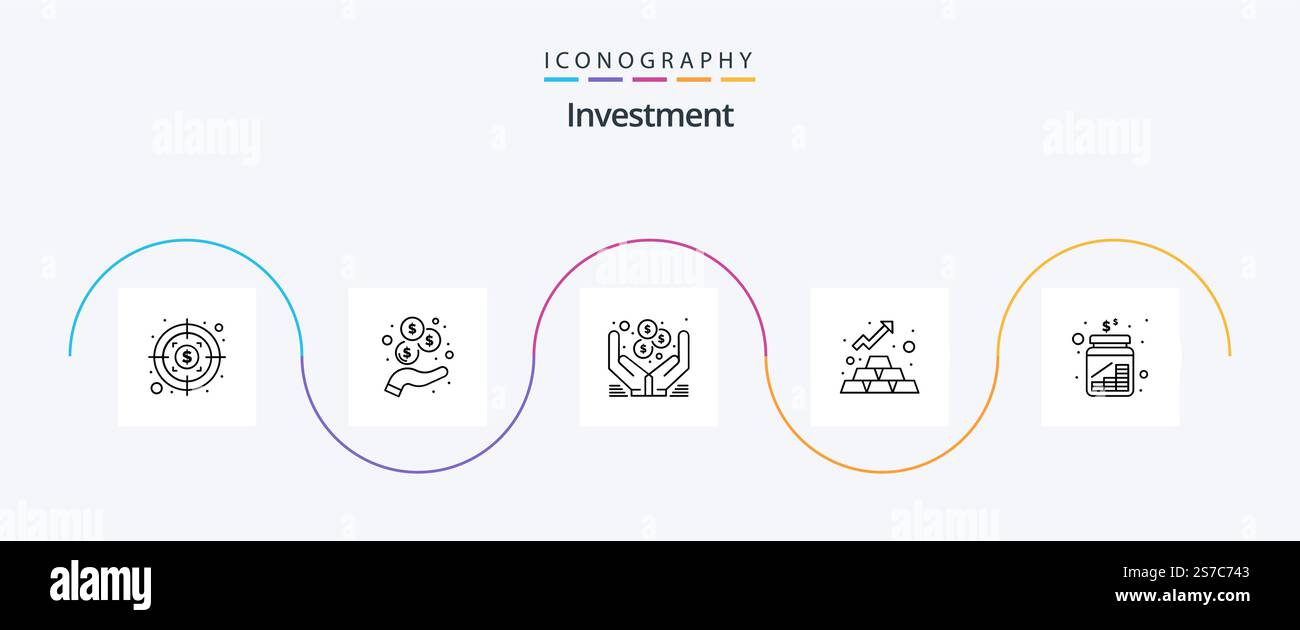 Investment Line 5 Icon Pack Including money. coins. money. cash. money ...