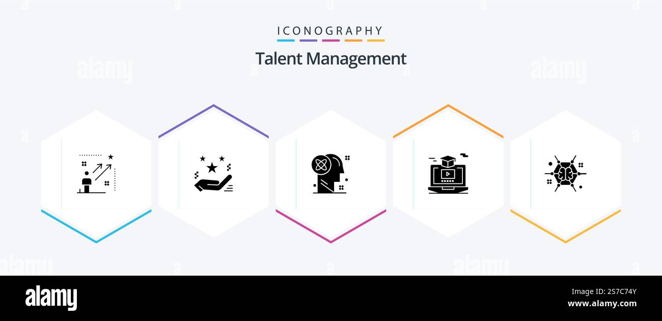 Talent Management 25 Glyph icon pack including video. degree. present ...