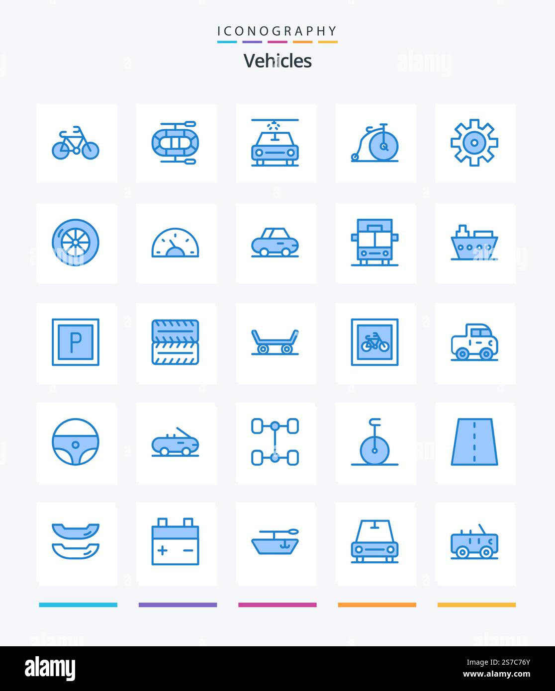 Creative Vehicles 25 Blue icon pack Such As bike. vehicles. old. tire ...