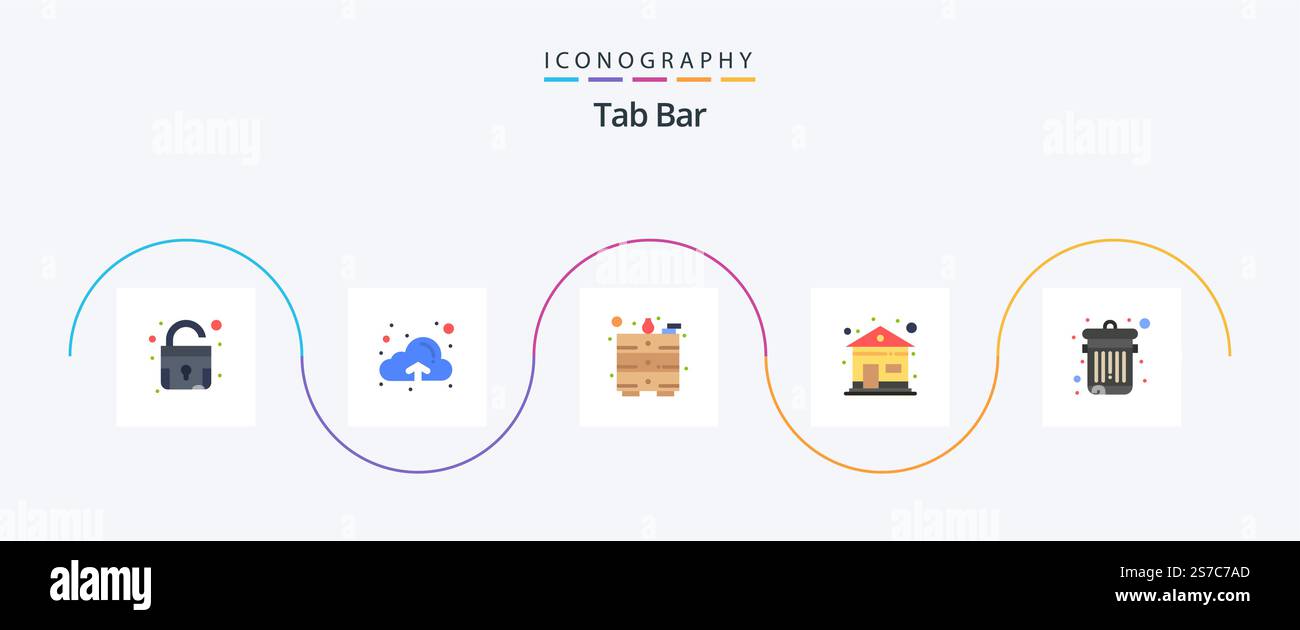 Tab Bar Flat 5 Icon Pack Including . table. trash. delete Stock Vector ...