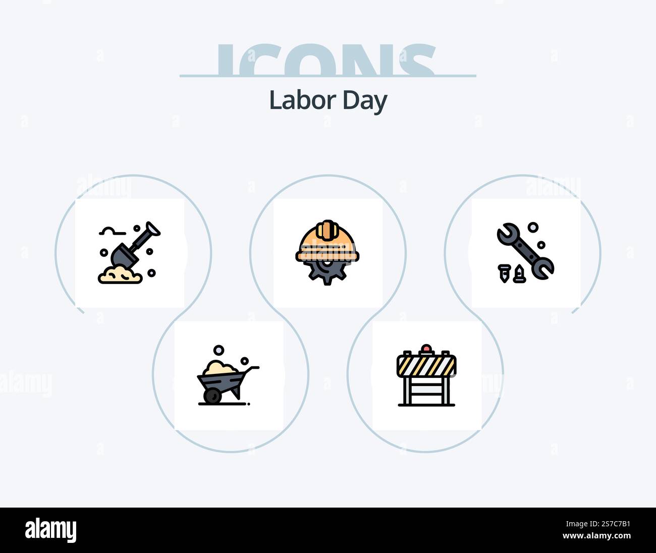 Labor Day Line Filled Icon Pack 5 Icon Design. construction . hat ...