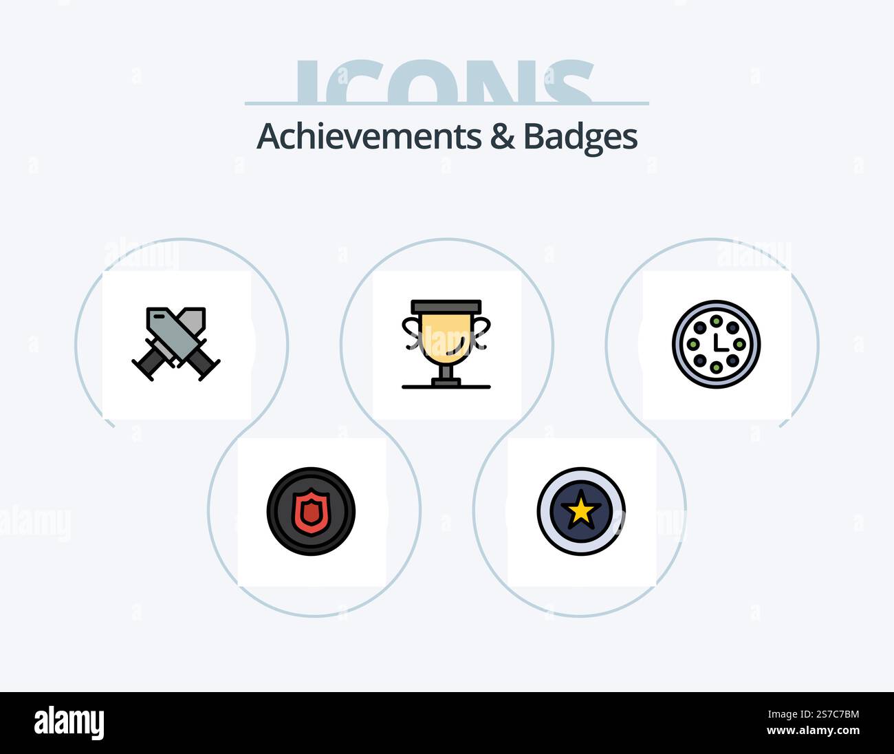 Achievements and Badges Line Filled Icon Pack 5 Icon Design. badge ...