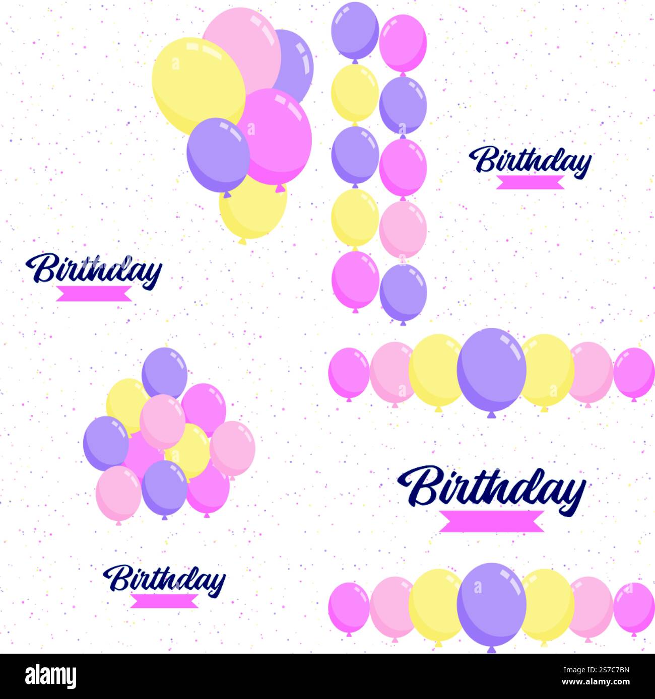 Happy Birthday in a bold. geometric font with a pattern of birthday ...