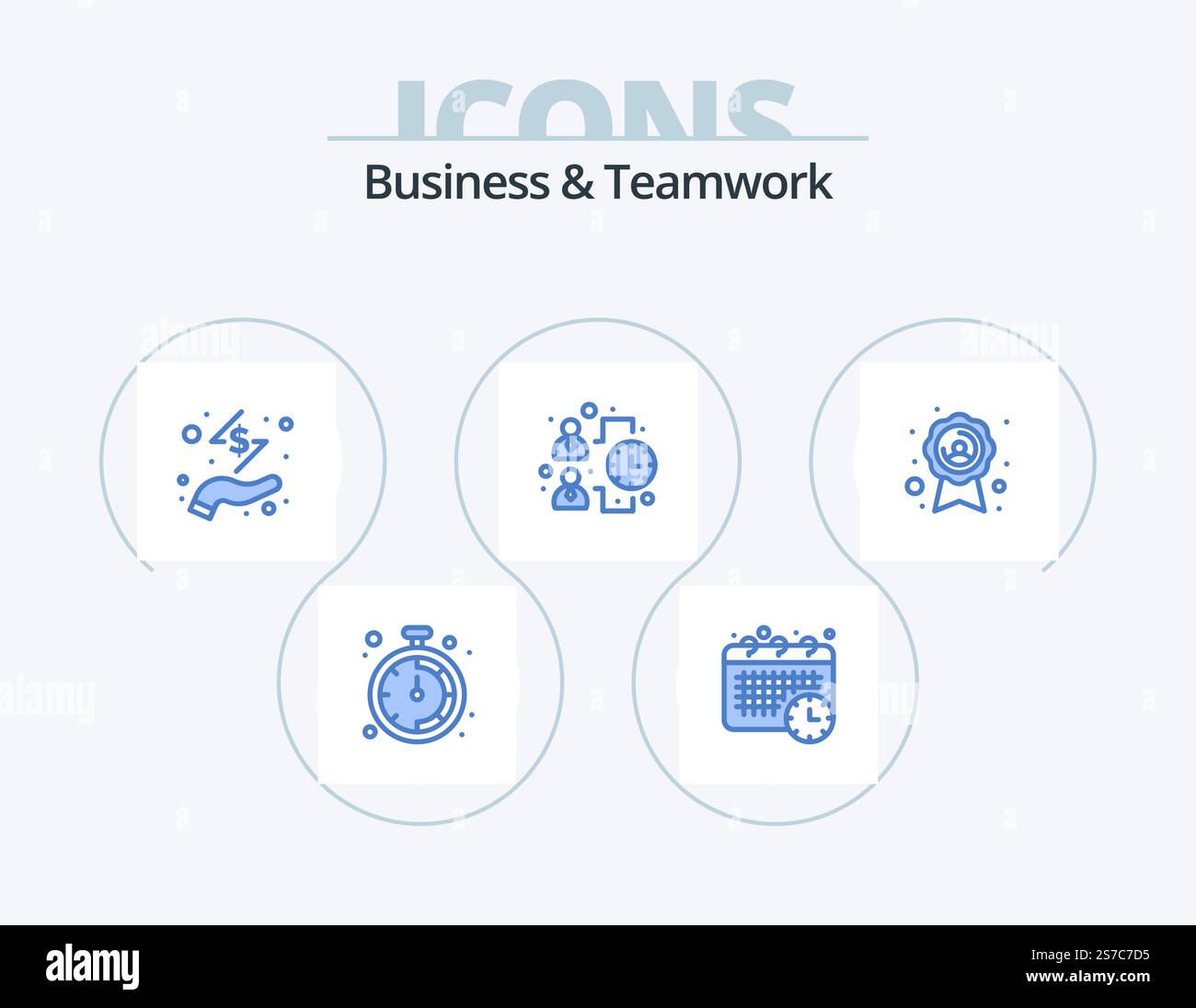 Business And Teamwork Blue Icon Pack 5 Icon Design. ribbon. badge. cash ...