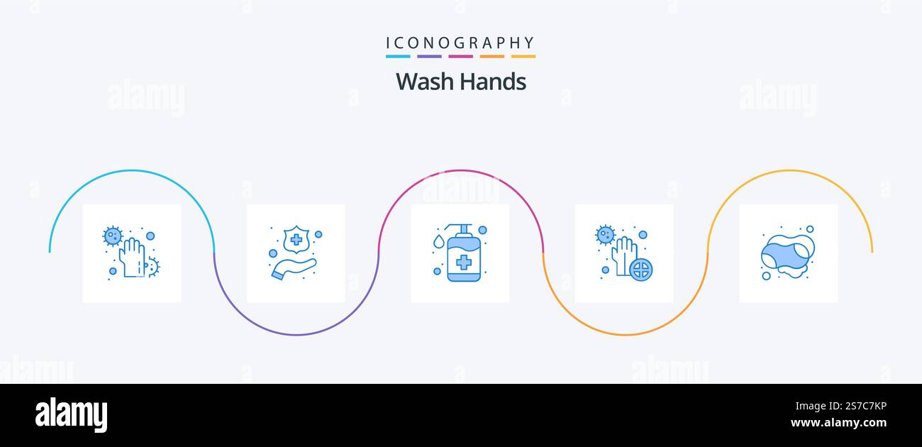Wash Hands Blue 5 Icon Pack Including bacteria. disease. bottle. dirty ...