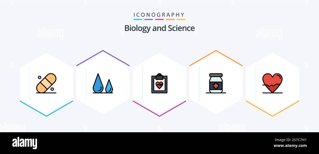 Biology 25 FilledLine icon pack including science. heart. medical ...