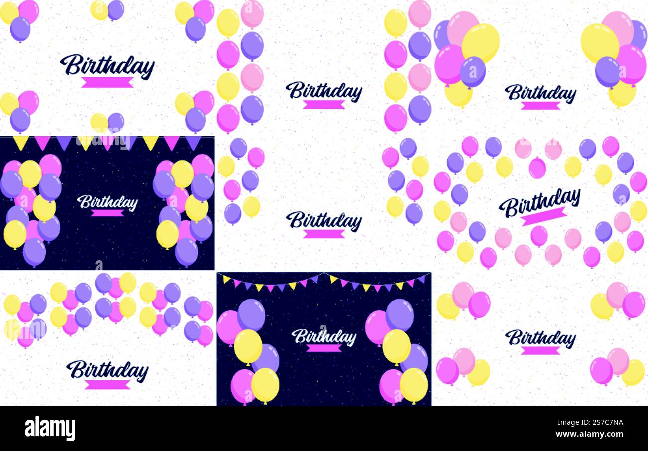 Happy Birthday text with a rainbow gradient and a geometric pattern ...