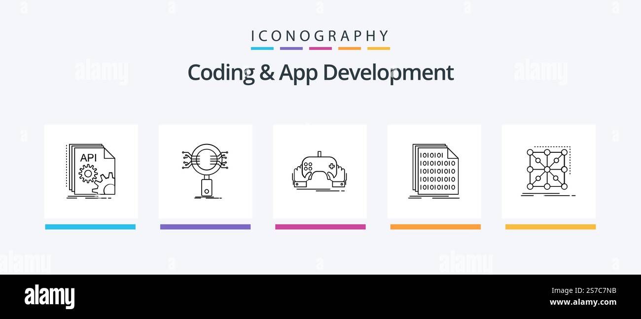 Coding And App Development Line 5 Icon Pack Including information ...