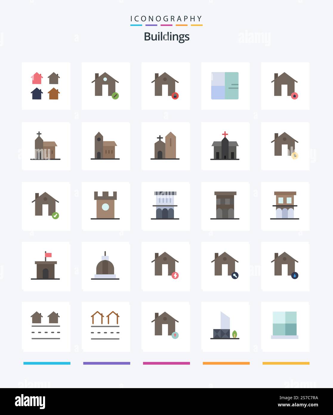 Creative Buildings 25 Flat icon pack Such As buildings. architecture ...