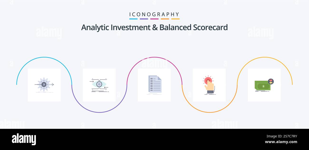 Analytic Investment And Balanced Scorecard Flat 5 Icon Pack Including ...