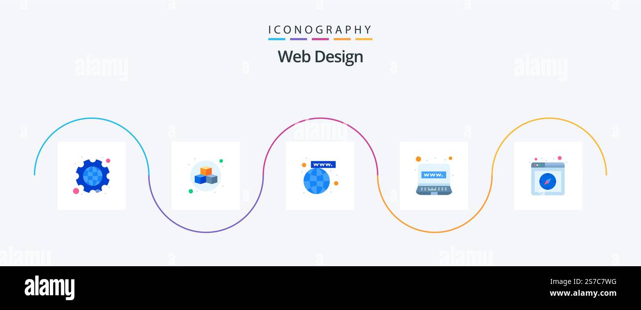 Web Design Flat 5 Icon Pack Including page. browser. connection. web ...