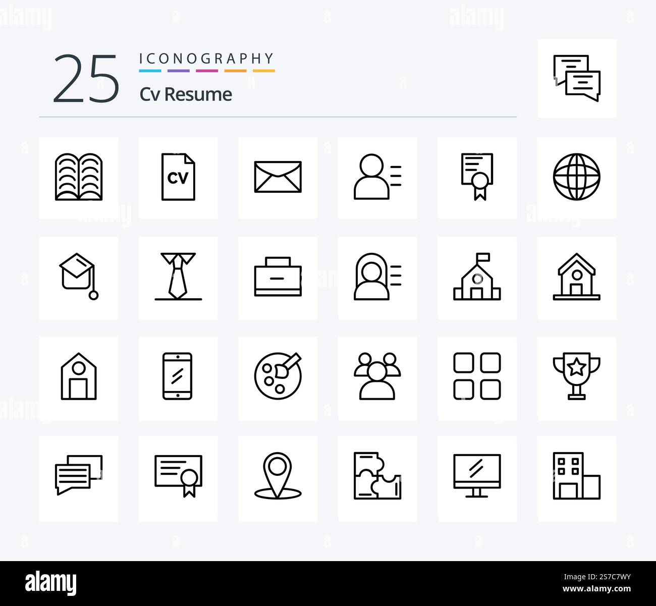 Cv Resume 25 Line icon pack including persona. education . science ...