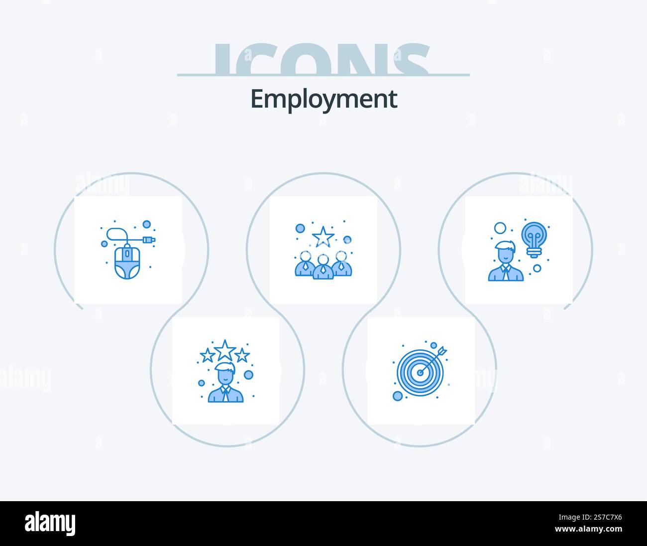 Employment Blue Icon Pack 5 Icon Design. employee. best team. computer ...