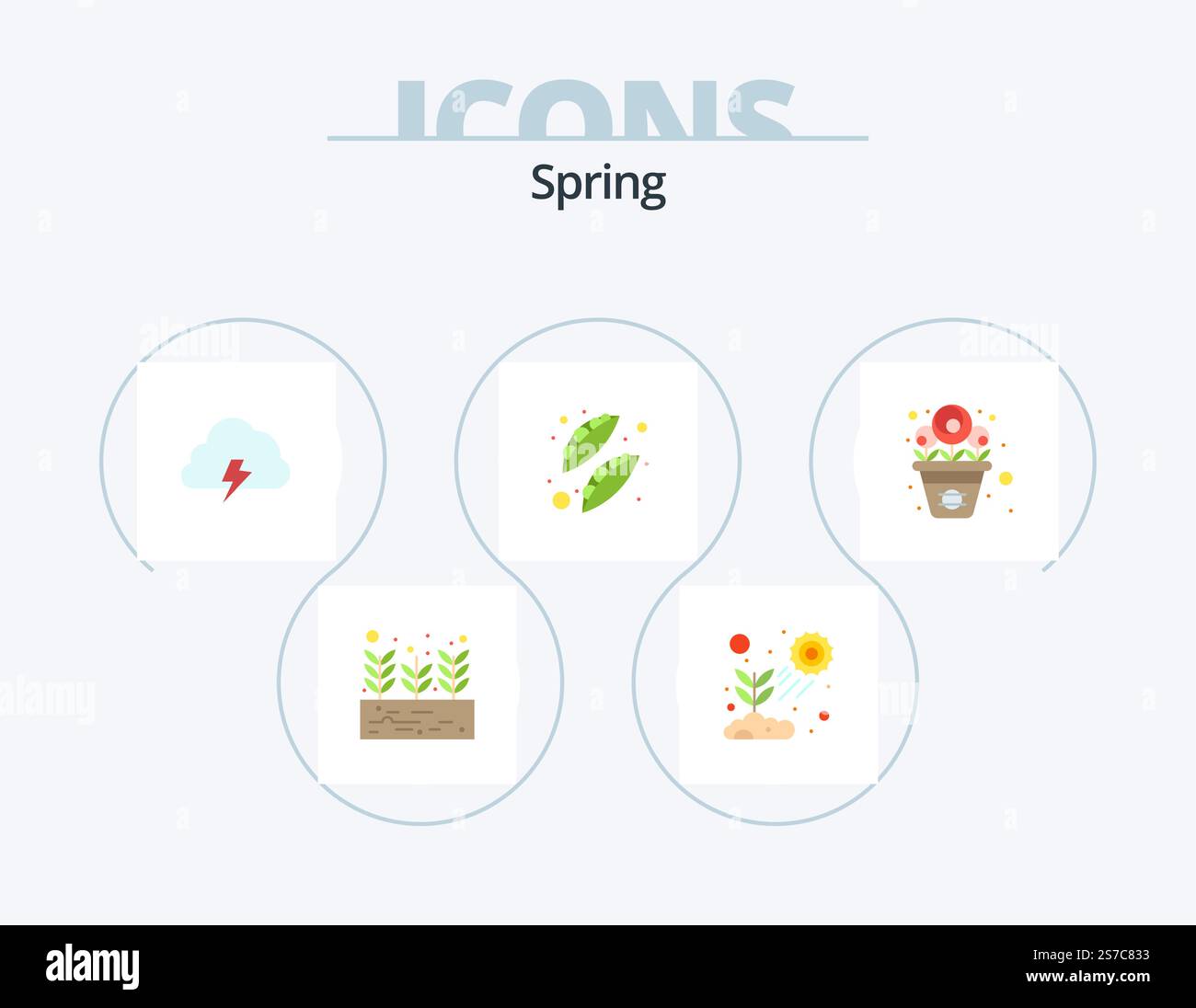 Spring Flat Icon Pack 5 Icon Design. food. peas. growing. beans. spring ...