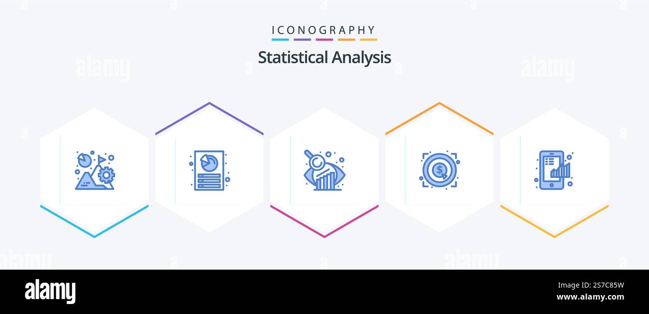 Statistical Analysis 25 Blue icon pack including chart. target. report ...