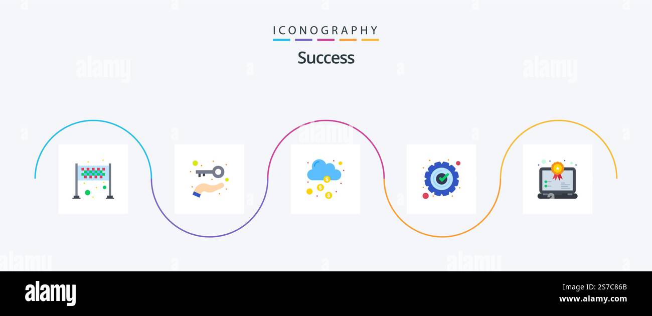 Sucess Flat 5 Icon Pack Including ok. cogwheel. cloud. success ...