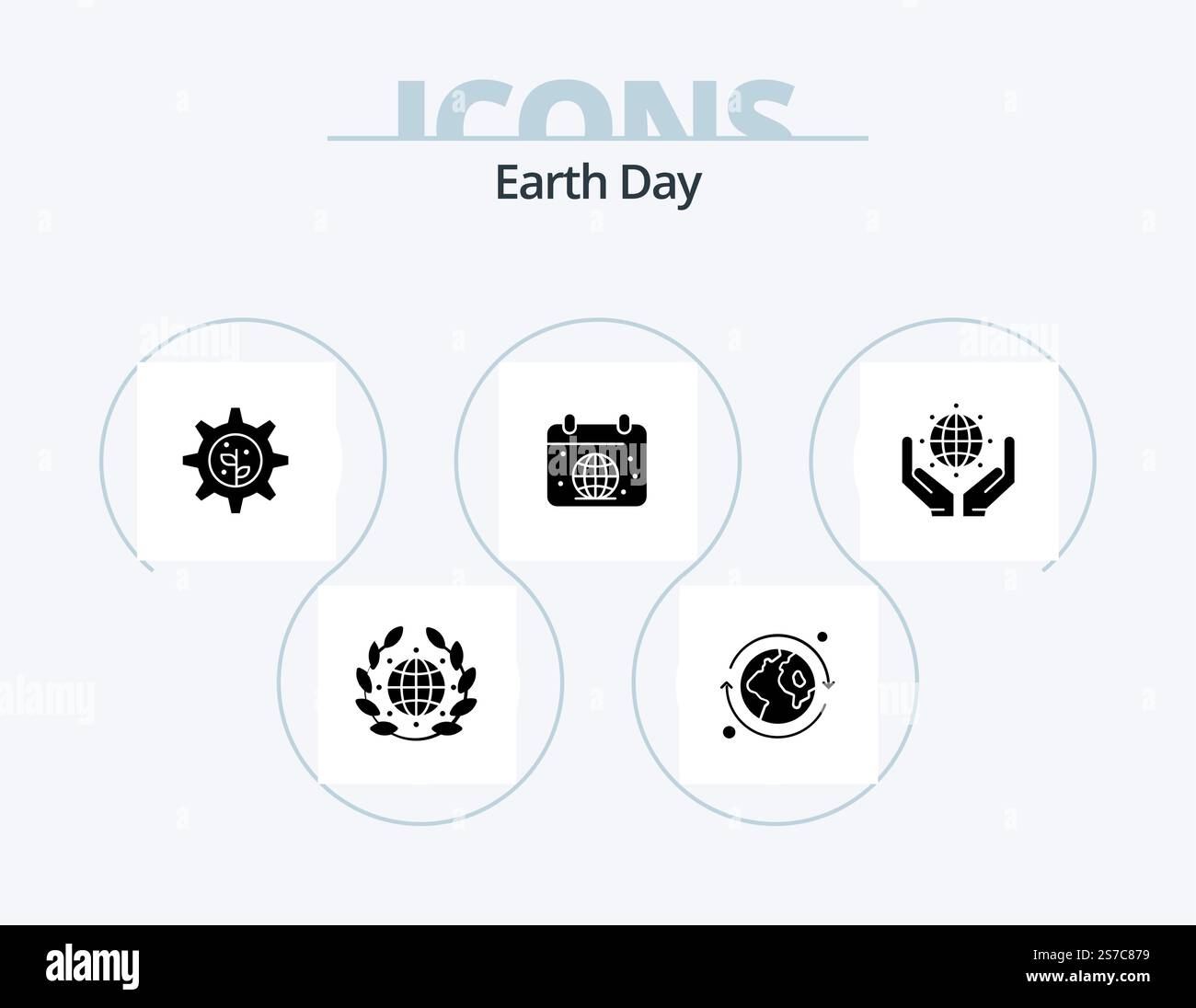Earth Day Glyph Icon Pack 5 Icon Design. save the world. green. gear ...