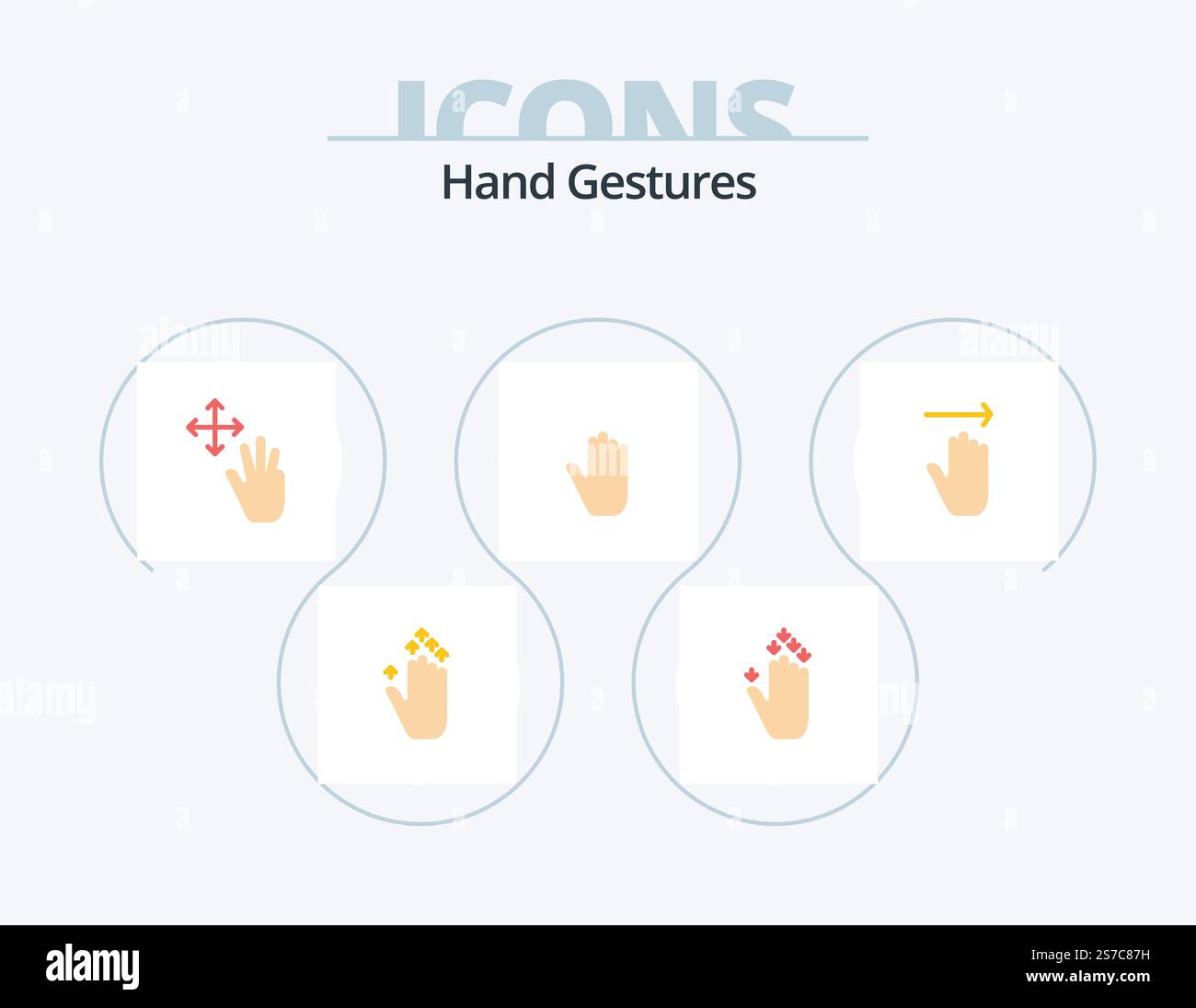 Hand Gestures Flat Icon Pack 5 Icon Design. arrow. finger. interface. gestures Stock Vector ...