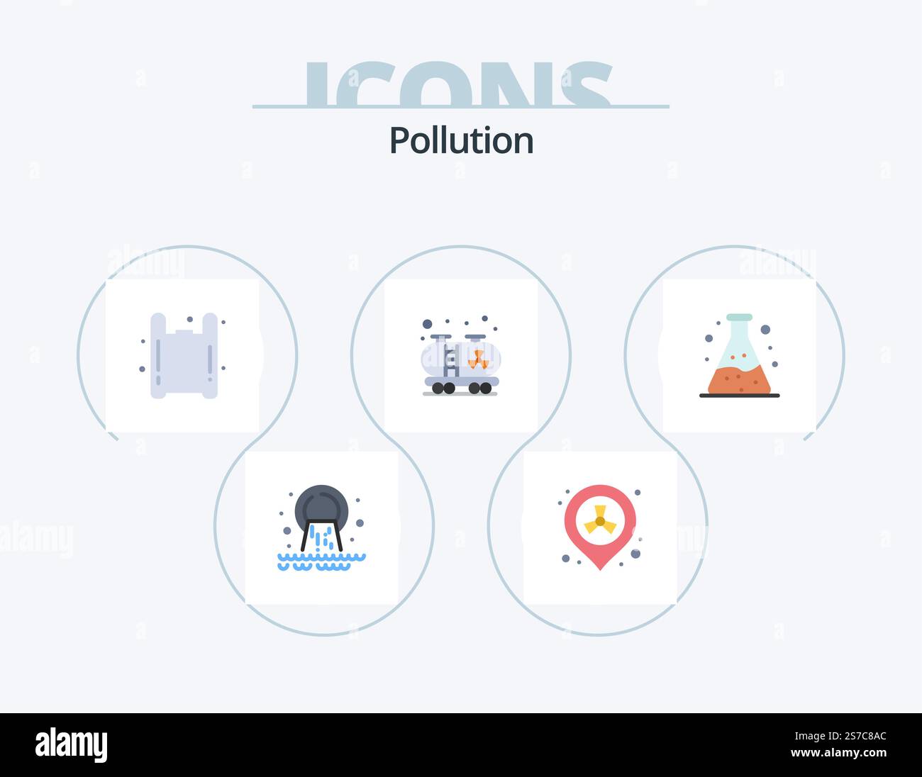 Pollution Flat Icon Pack 5 Icon Design. tube. tank. waste. pollution ...