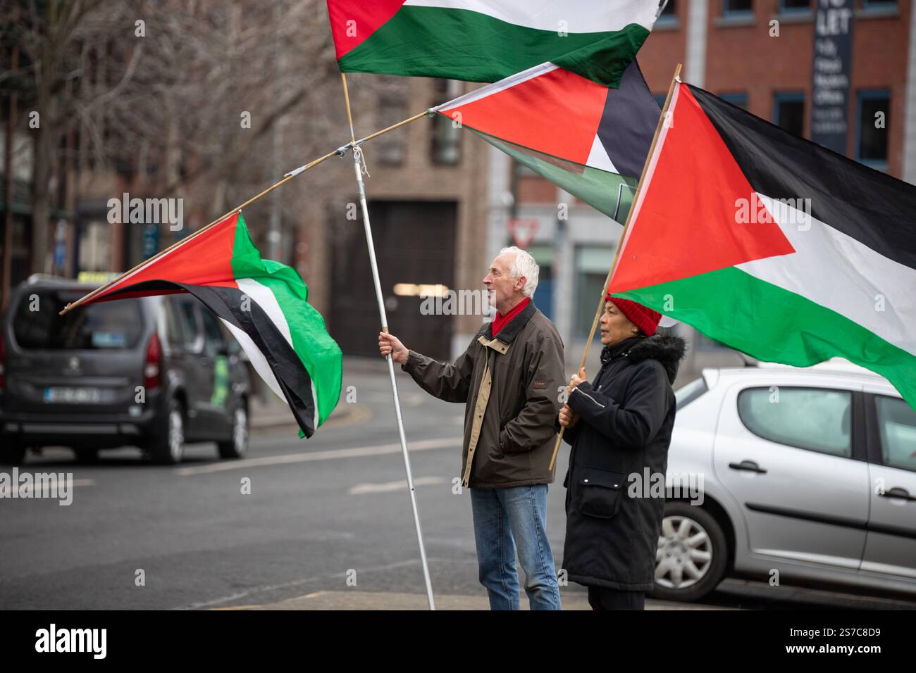 A Palestinian protest takes place outside the Radisson Hotel ahead of ...
