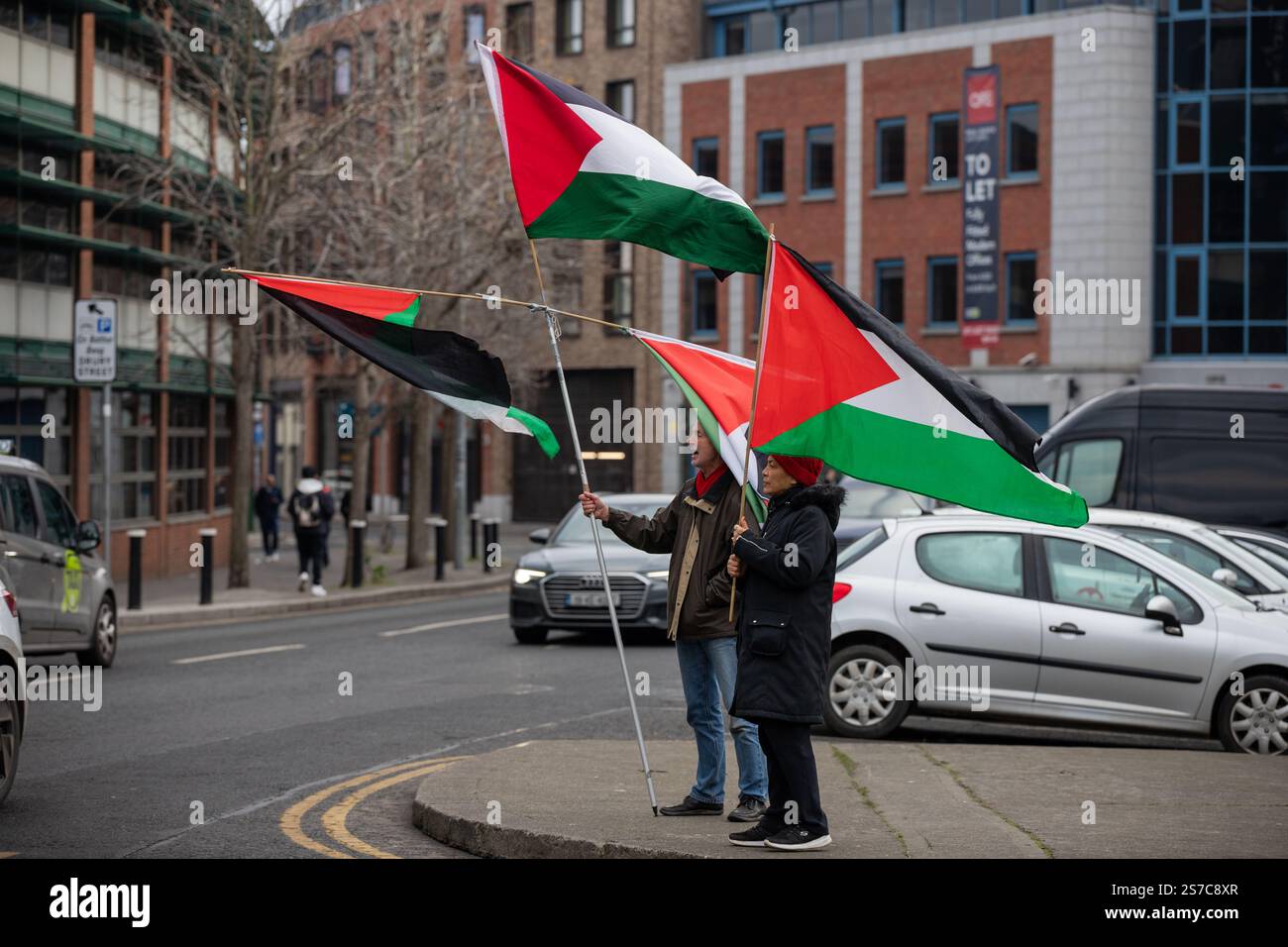 A Palestinian protest takes place outside the Radisson Hotel ahead of ...