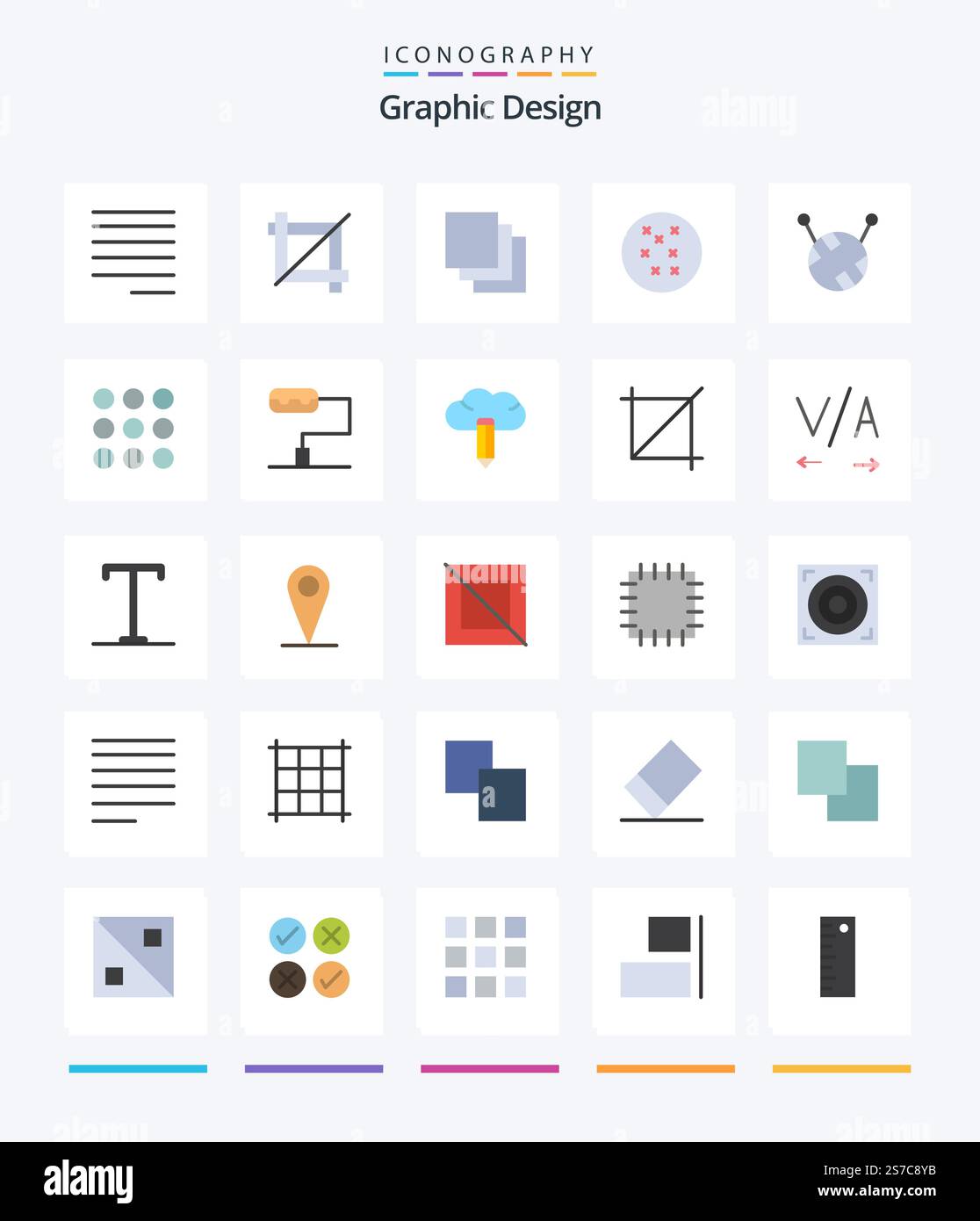 Creative Design 25 Flat icon pack Such As pencil. cloud. layers. paint roller. design Stock ...