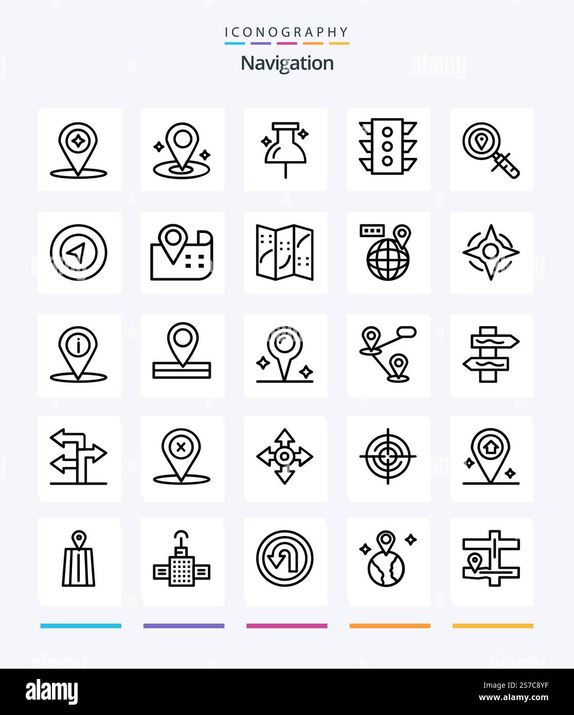 Creative Navigation 25 OutLine icon pack Such As search. map ...