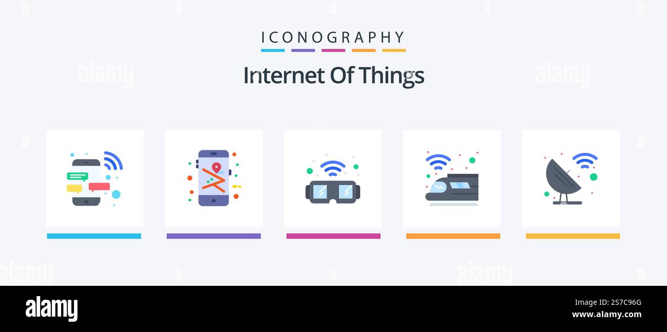 Internet Of Things Flat 5 Icon Pack Including transport. smart. map pin ...