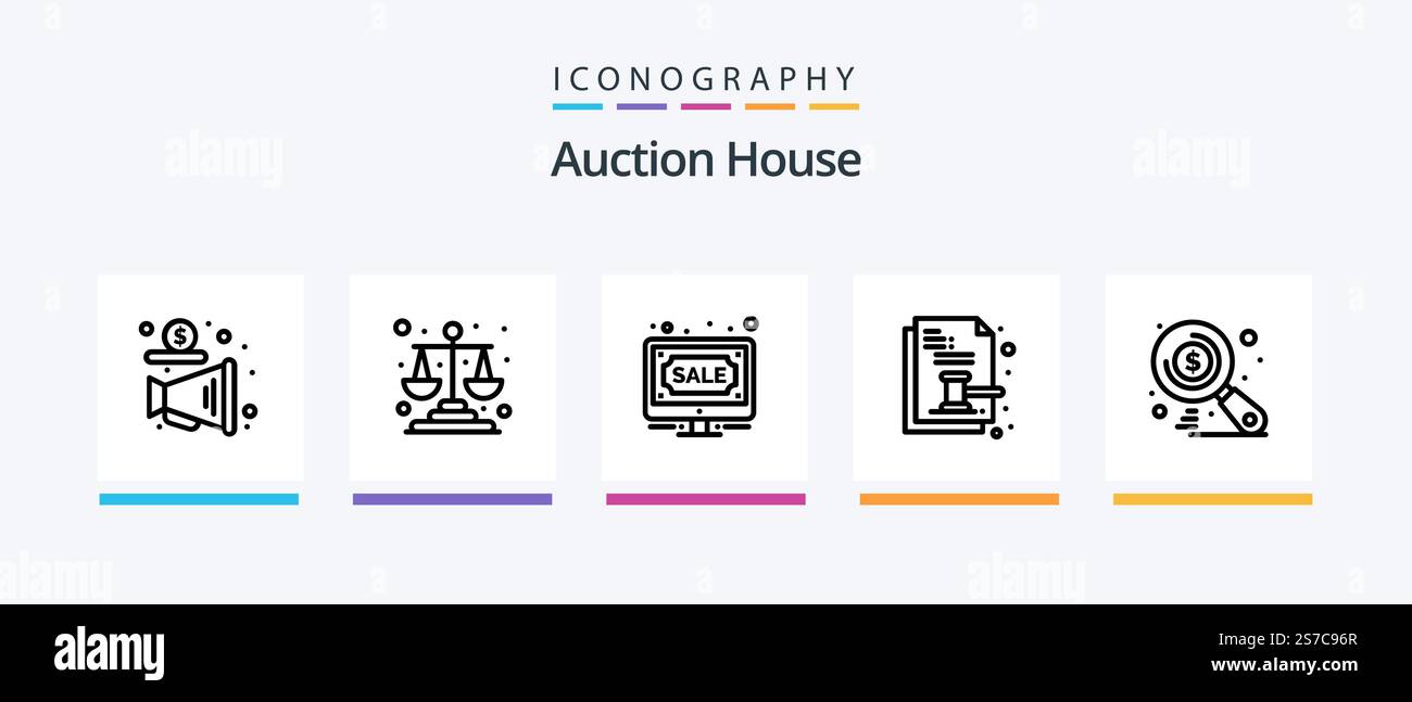 Auction Line 5 Icon Pack Including dealer. buy. auction. auction. sale ...
